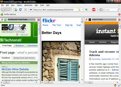 Tile opened tabs in Firefox with Split Browser